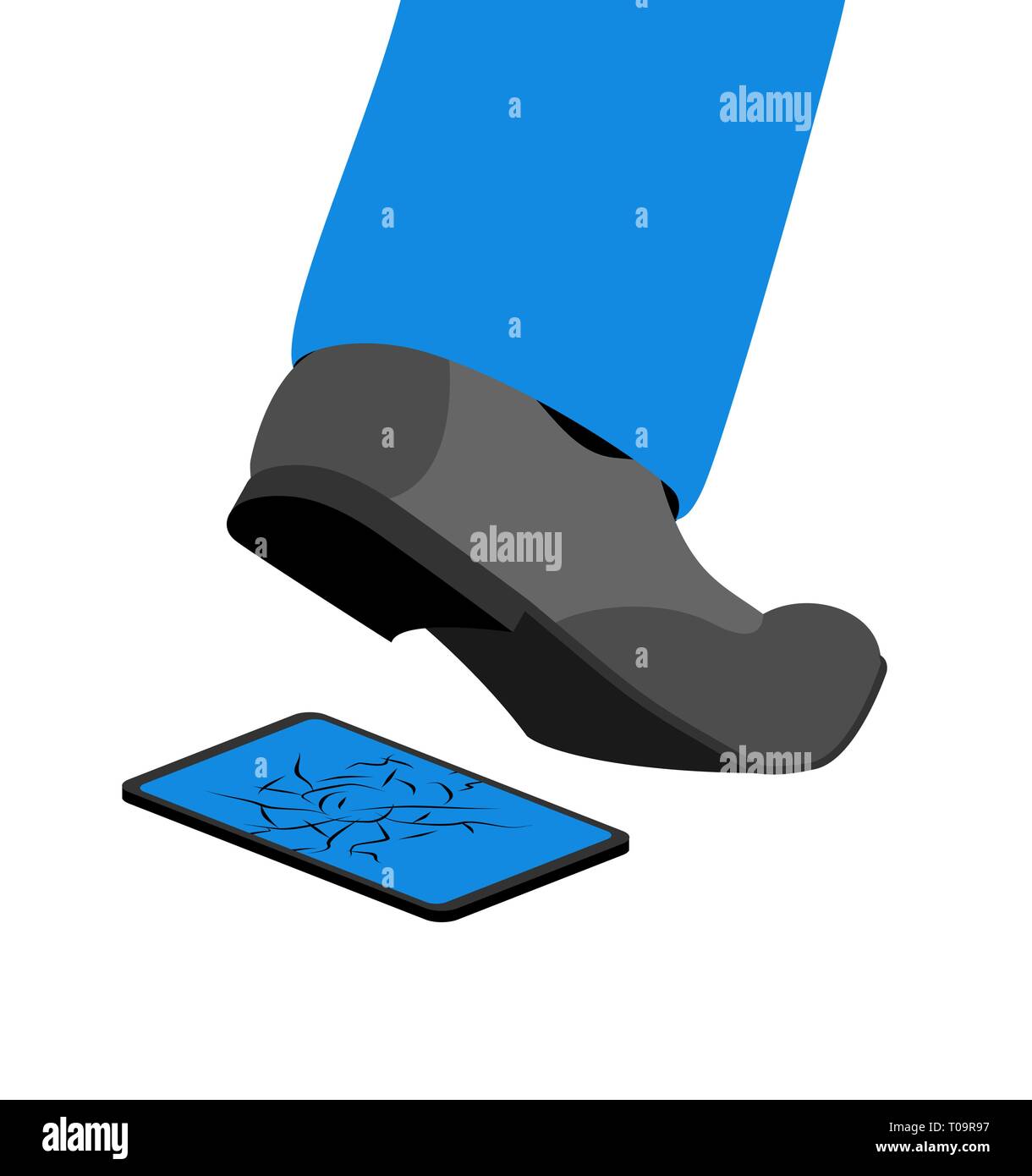 Step on phone cracked screen isolated. Vector illustration Stock Vector ...