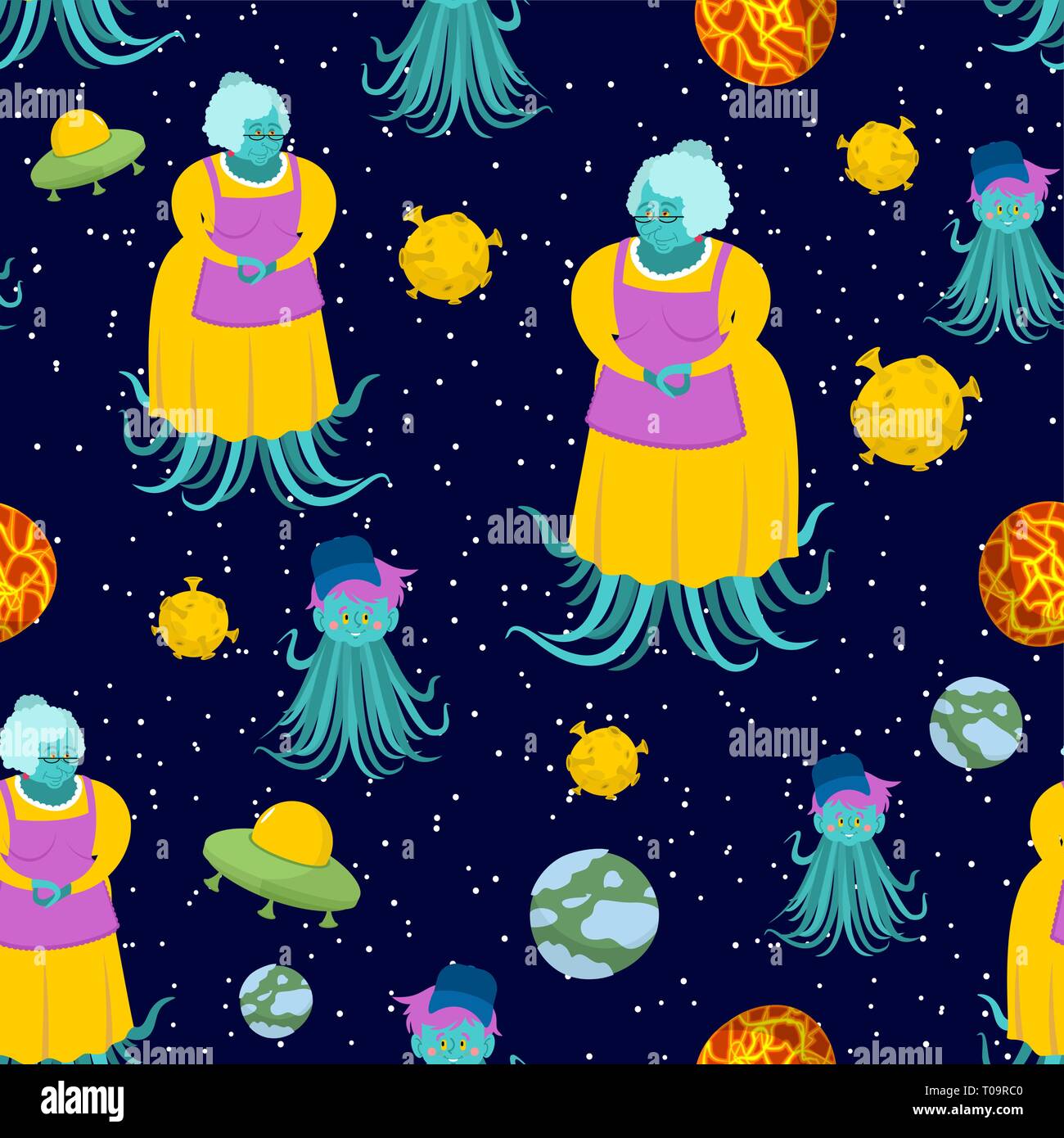 Granny with grandson Stock Vector Images - Alamy