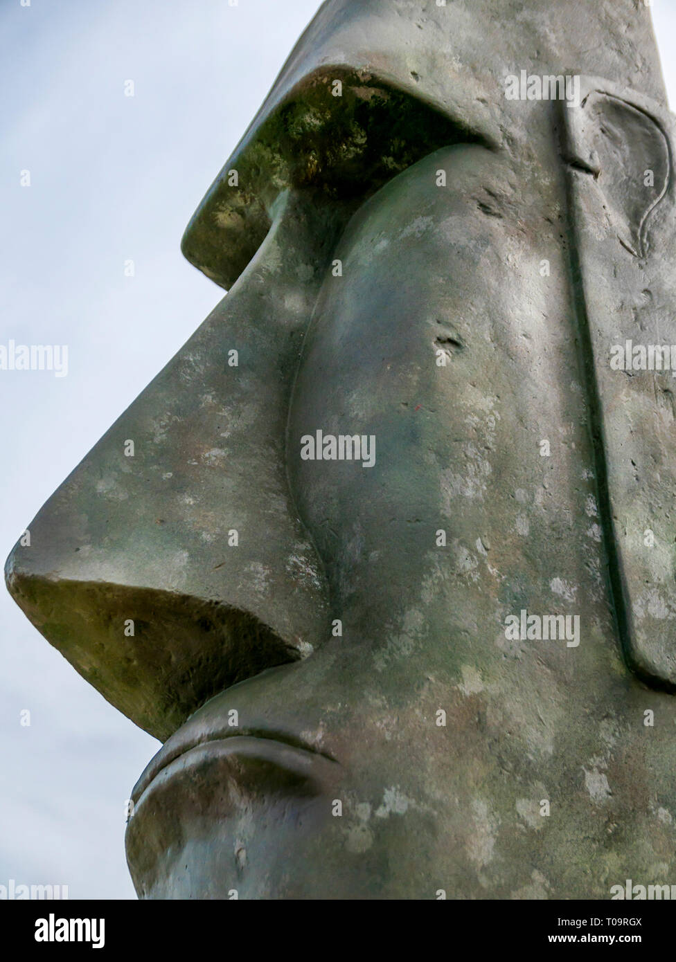 close up replica of maoi statue easter island Stock Photo - Alamy