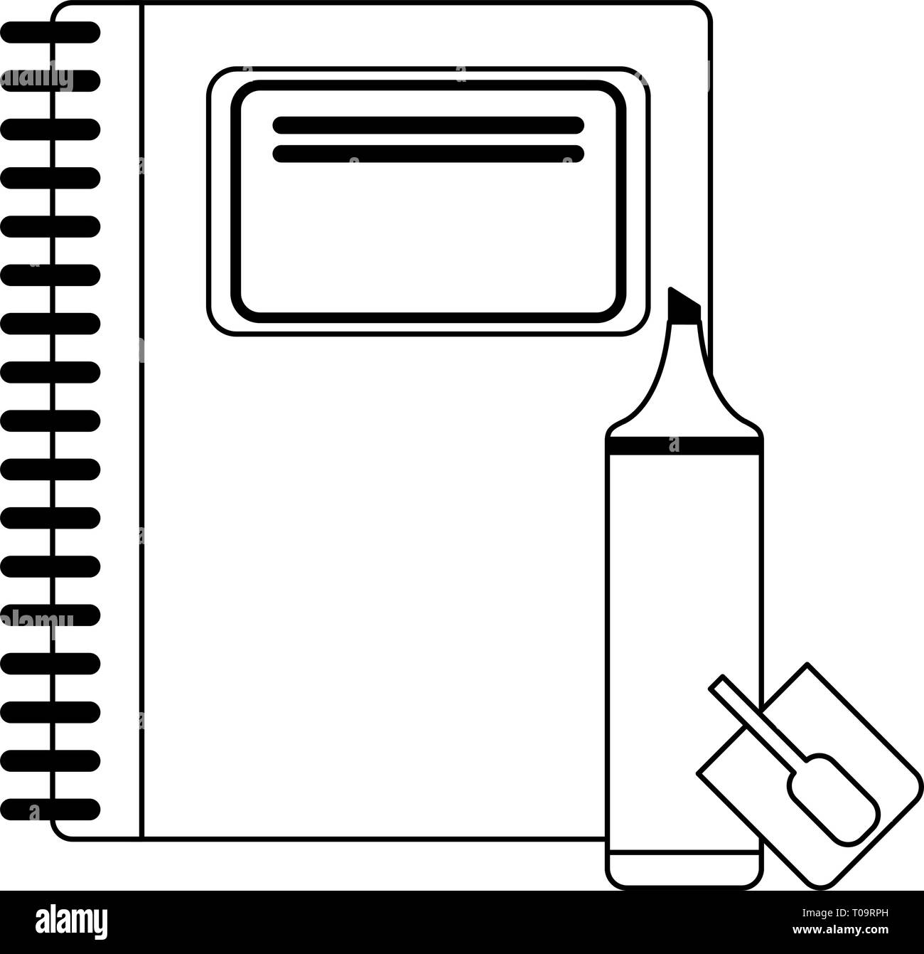 School utensils and supplies in black and white Stock Vector Image ...