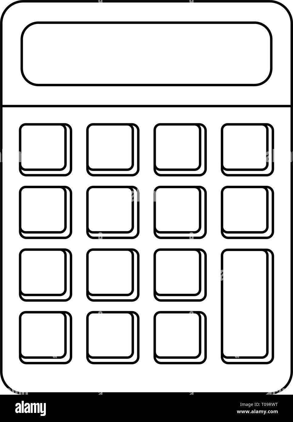 Calculator math device isolated in black and white Stock Vector Image ...