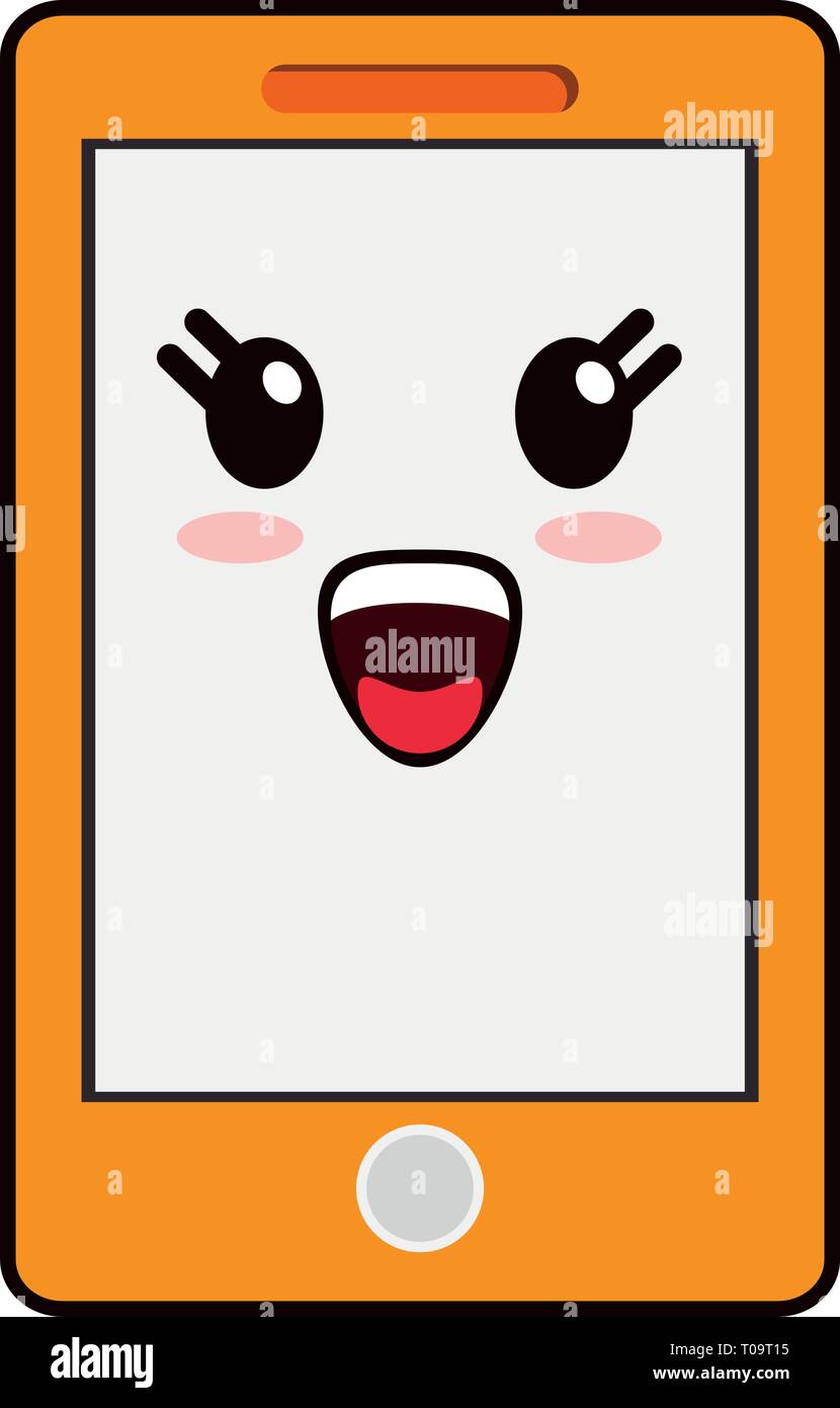 smartphone smiling kawaii cartoon Stock Vector Image & Art - Alamy