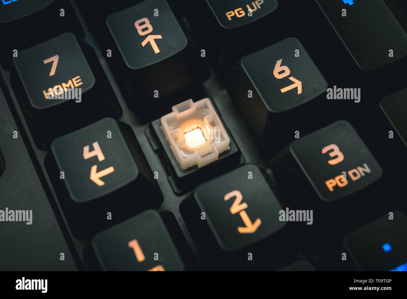 Backlit mechanical keyboard numerical buttons detail shot Stock Photo ...