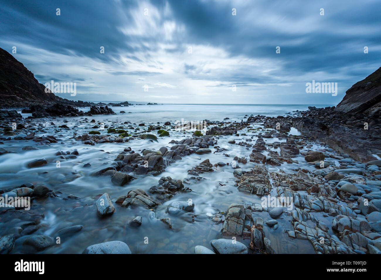 Winters day on the rugged Duckpool Beach Cornwall England UK Europe ...