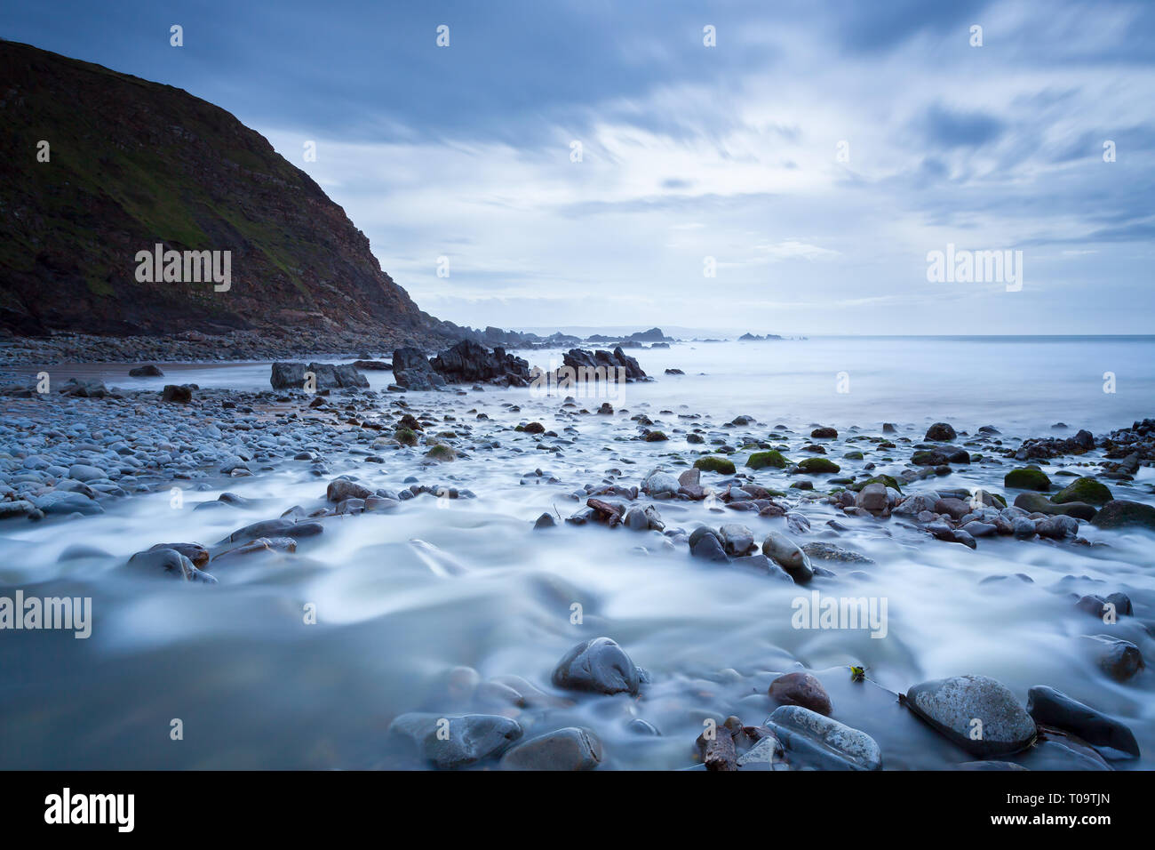 Winters day on the rugged Duckpool Beach Cornwall England UK Europe ...