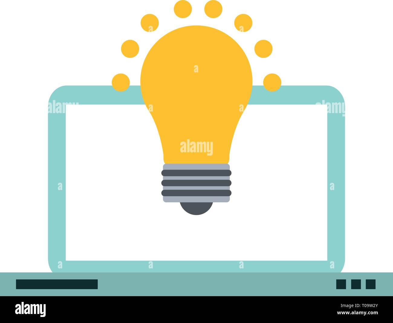 Laptop computer and bulb light idea symbol Stock Vector Image & Art - Alamy