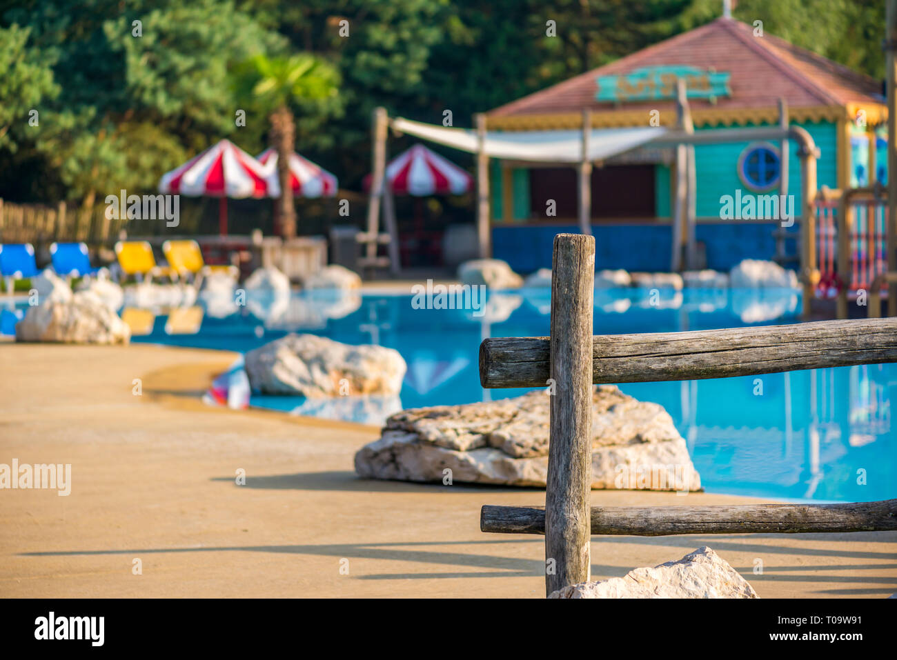 colorful bar at a swimming pool, shallow depth of filed. focus on ...