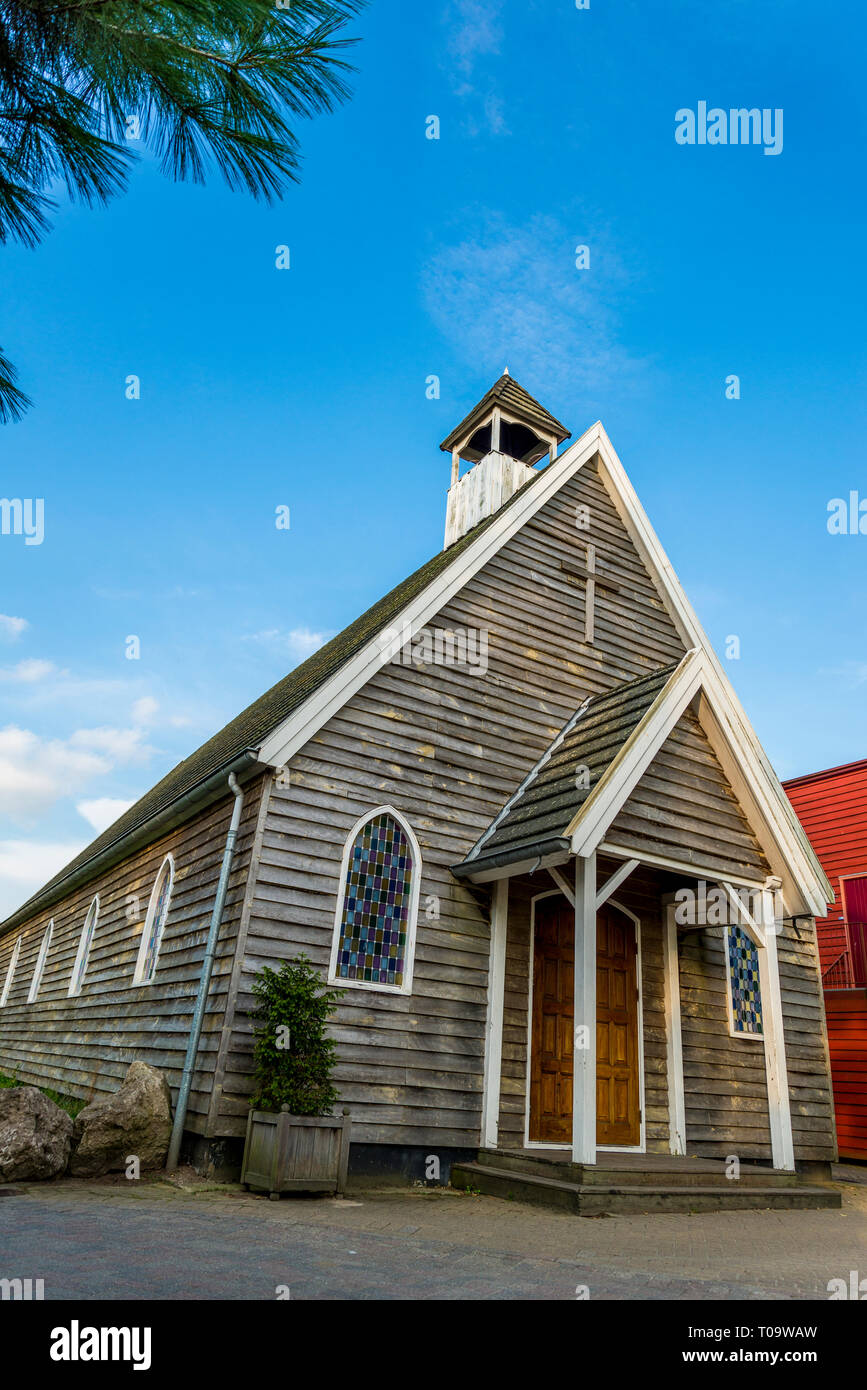 old wooden church canadian or american style Stock Photo - Alamy