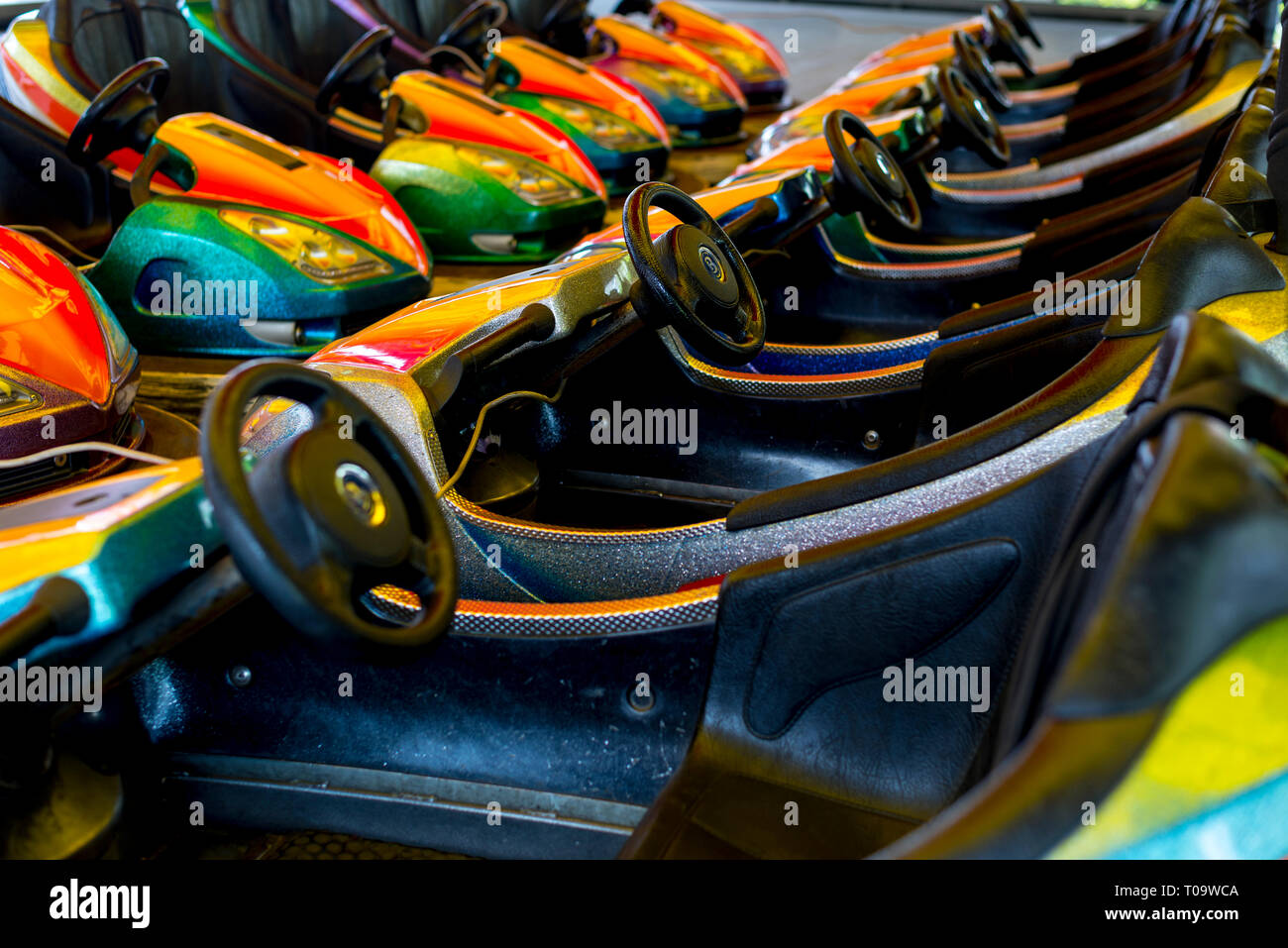 parked bumper cars on a fun fair Stock Photo - Alamy