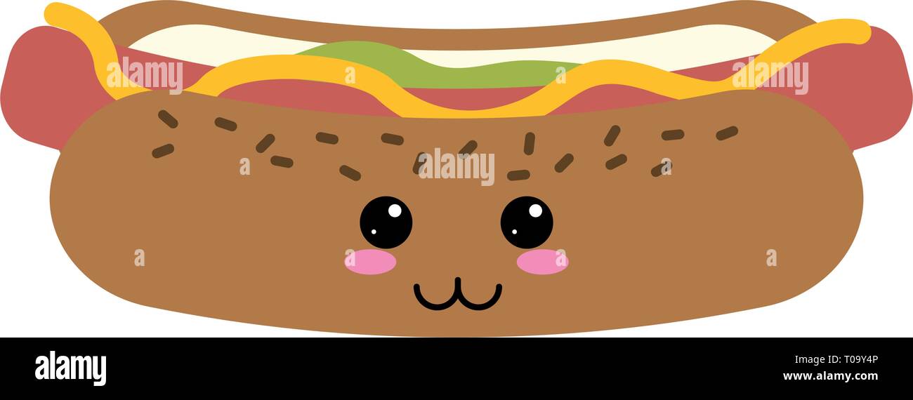 Hot dog fast food kawaii cartoon Stock Vector Image & Art - Alamy