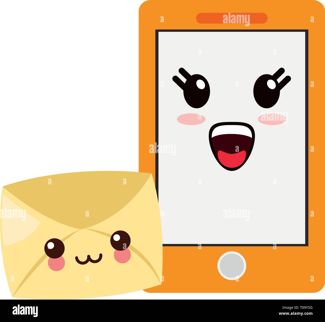 Smartphone and email kawaii cartoon Stock Vector Image & Art - Alamy