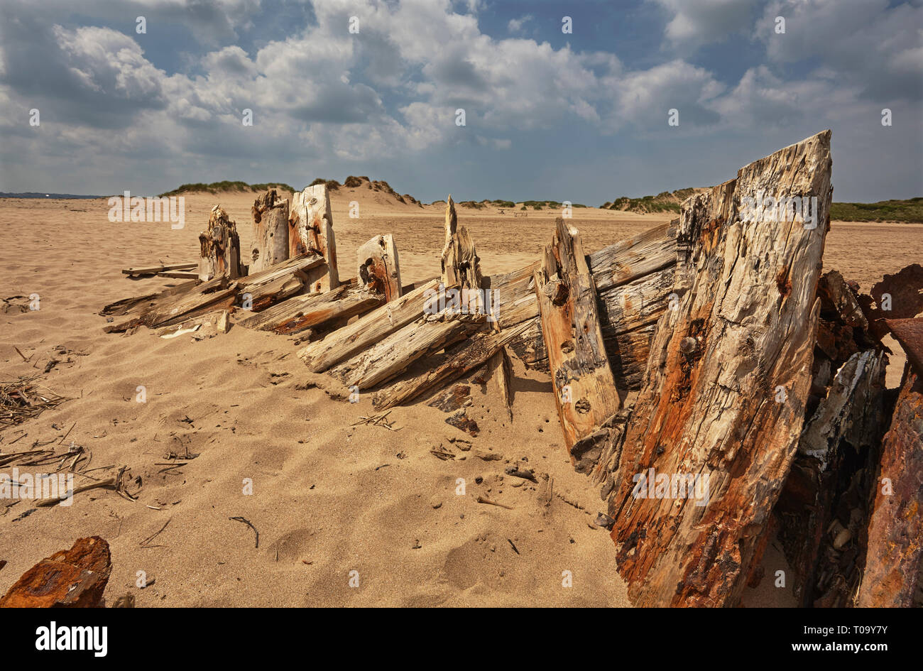 A wreck at Crow Point, in the estuary of the River Taw, near Braunton ...