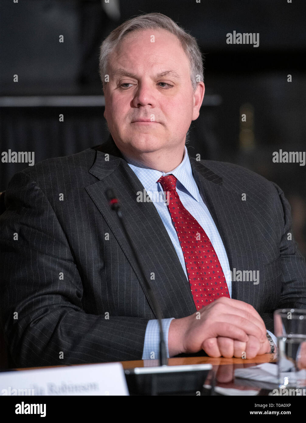 Acting United States Secretary of the Interior David Bernhardt listens ...