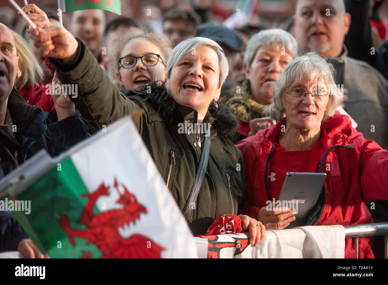 Welsh rugby fans cheer hi-res stock photography and images - Alamy