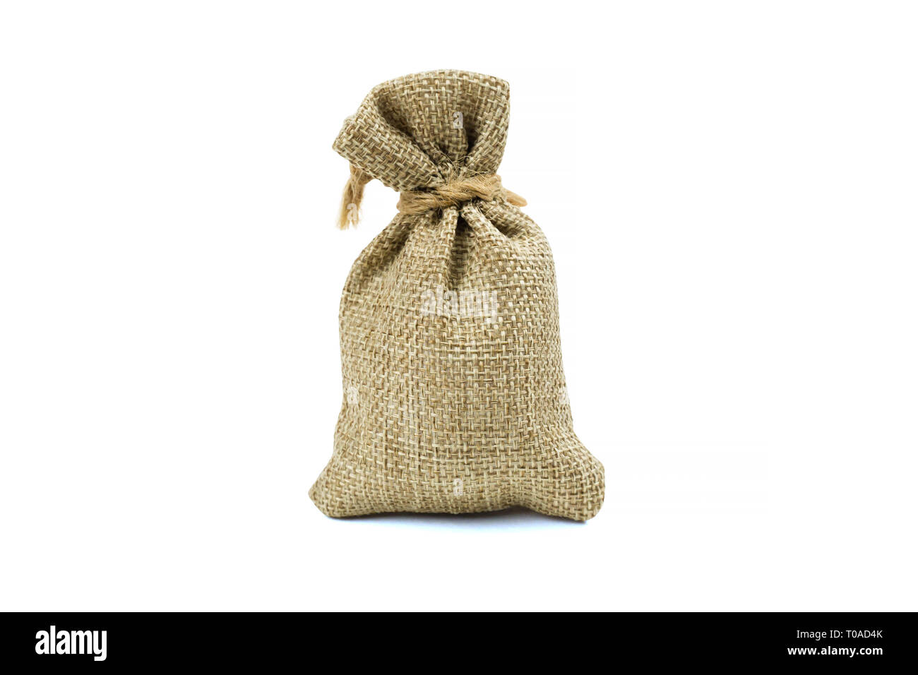 Single bound bag sackcloth isolated on white background. Carefully ...