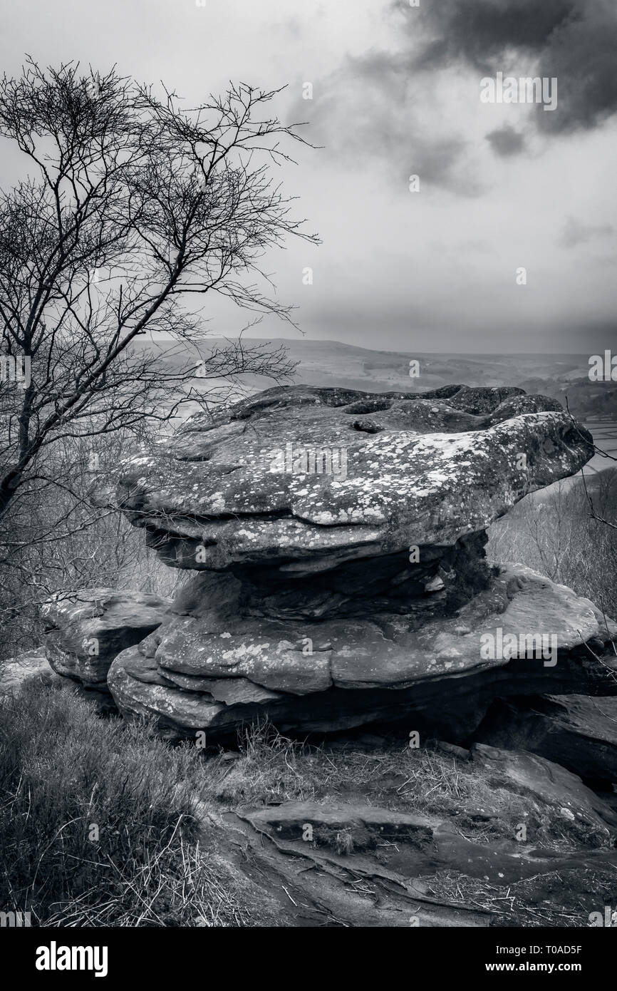 Brimham Rocks are balancing rock formations on Brimham Moor in North ...