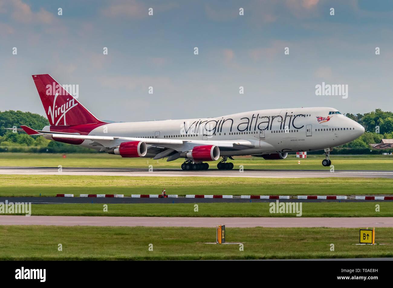 Virgin Atlantic Boeing 747 Barbarella at Manchester airport Stock Photo ...