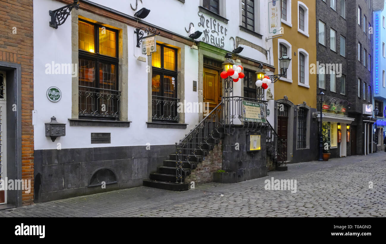Streets and houses in the historical central city or Altstadt of ...
