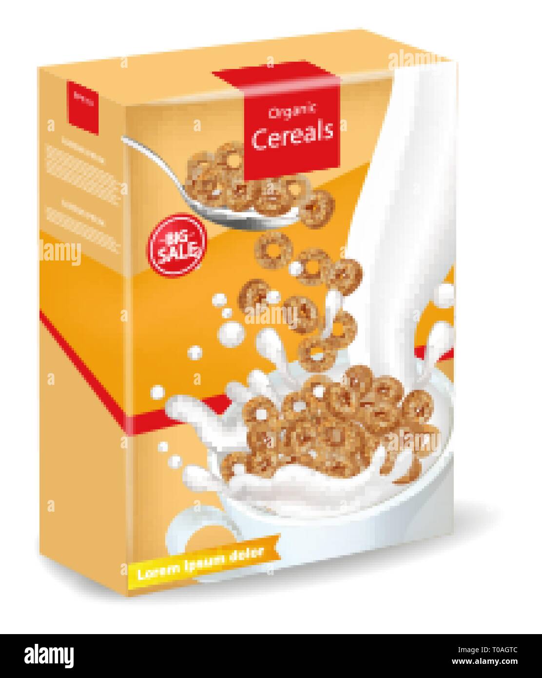 Organic rye cereals package Vector realistic mock up. Product placement ...