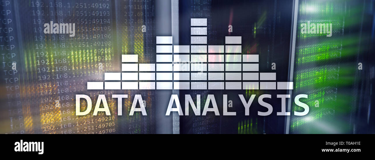 Big Data analysis text on server room background. Internet and modern ...