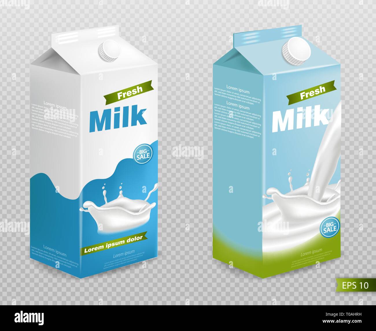 Milk package isolated on transparent Vector realistic with splash ...