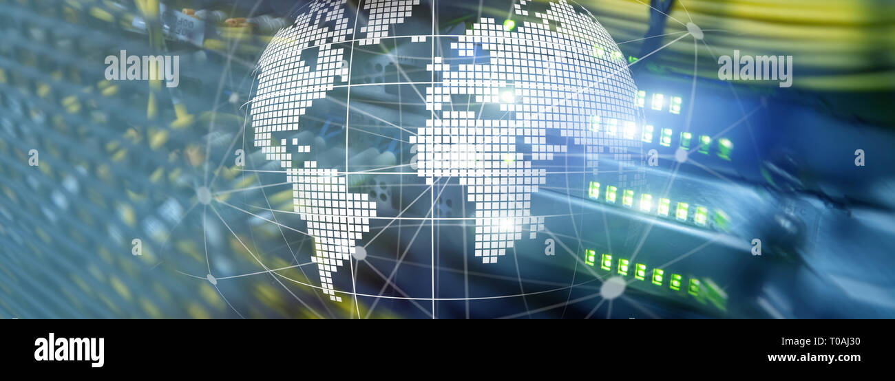 3D Earth as telecommunication and internet technology concept Stock ...