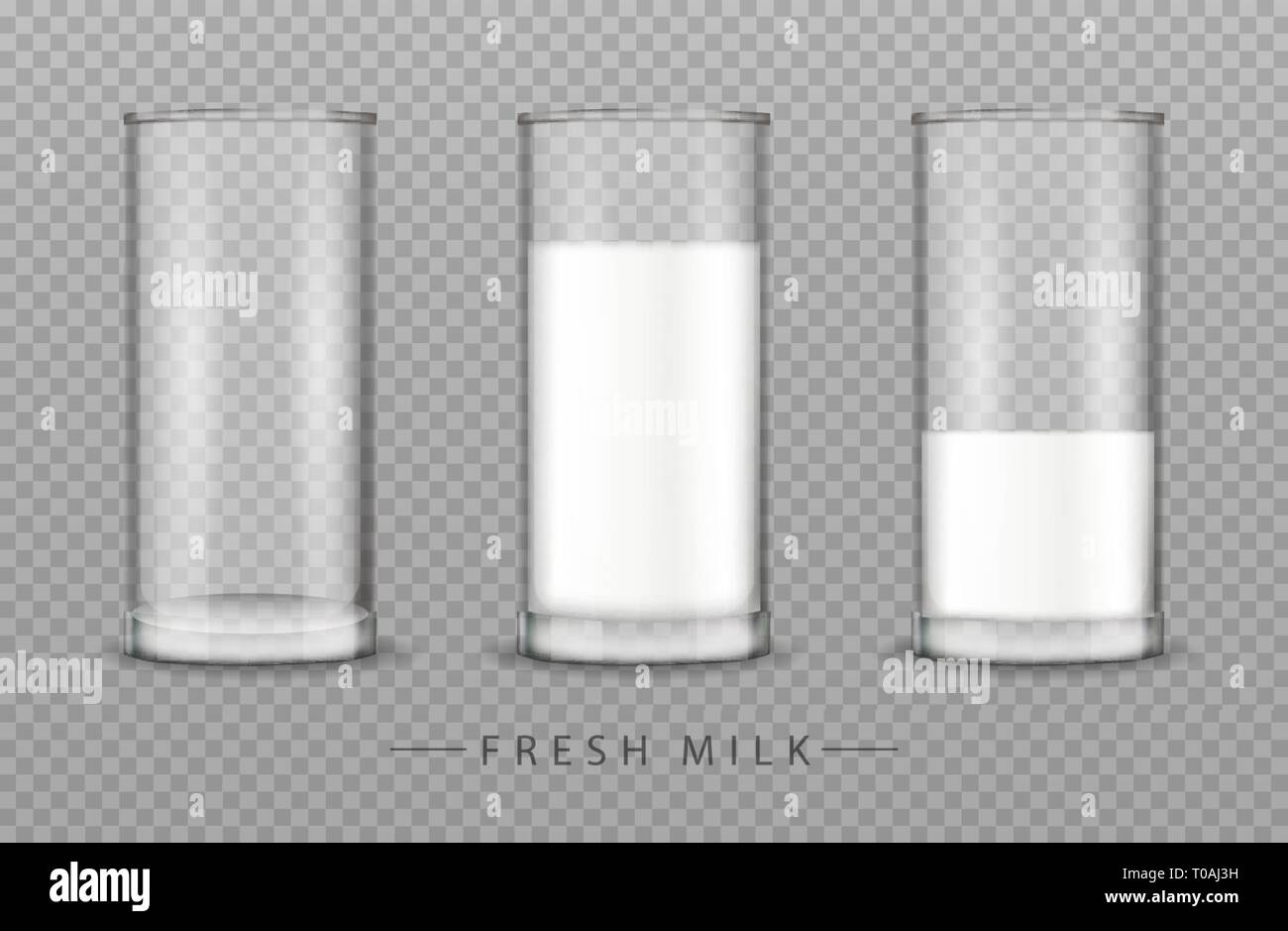 Glass of milk Vector realistic isolated on transparent background Stock ...