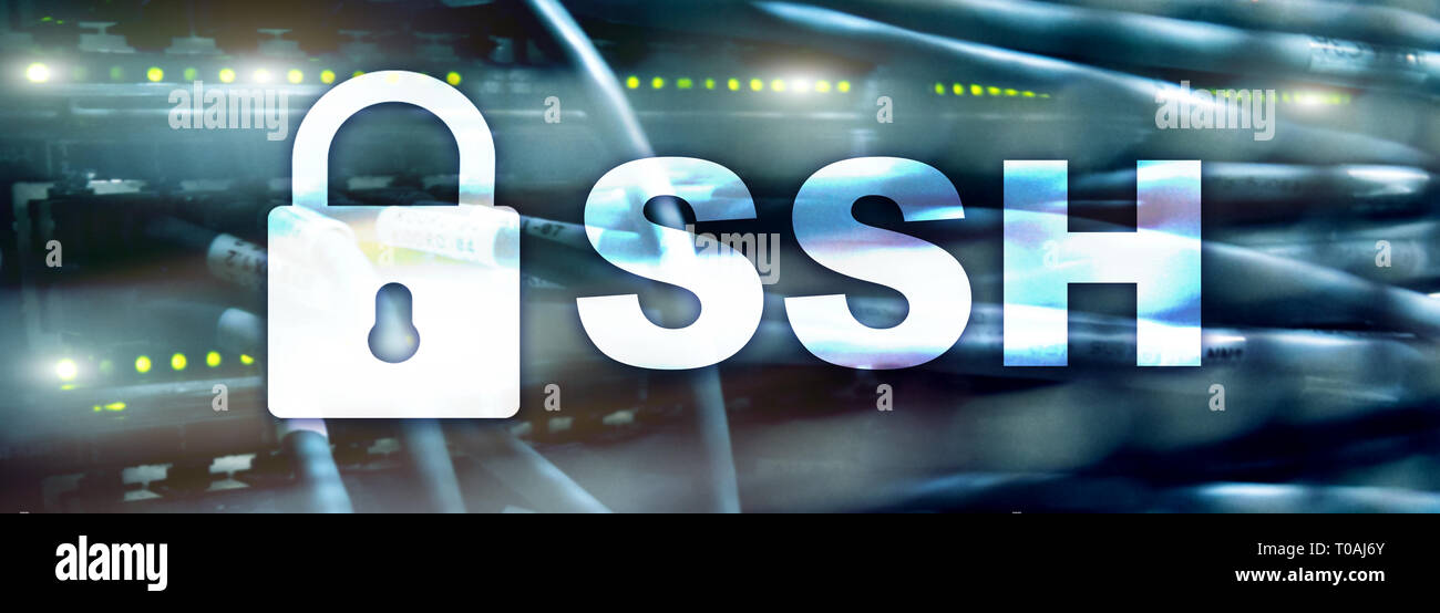 SSH, Secure Shell protocol and software. Data protection, internet and telecommunication concept ...