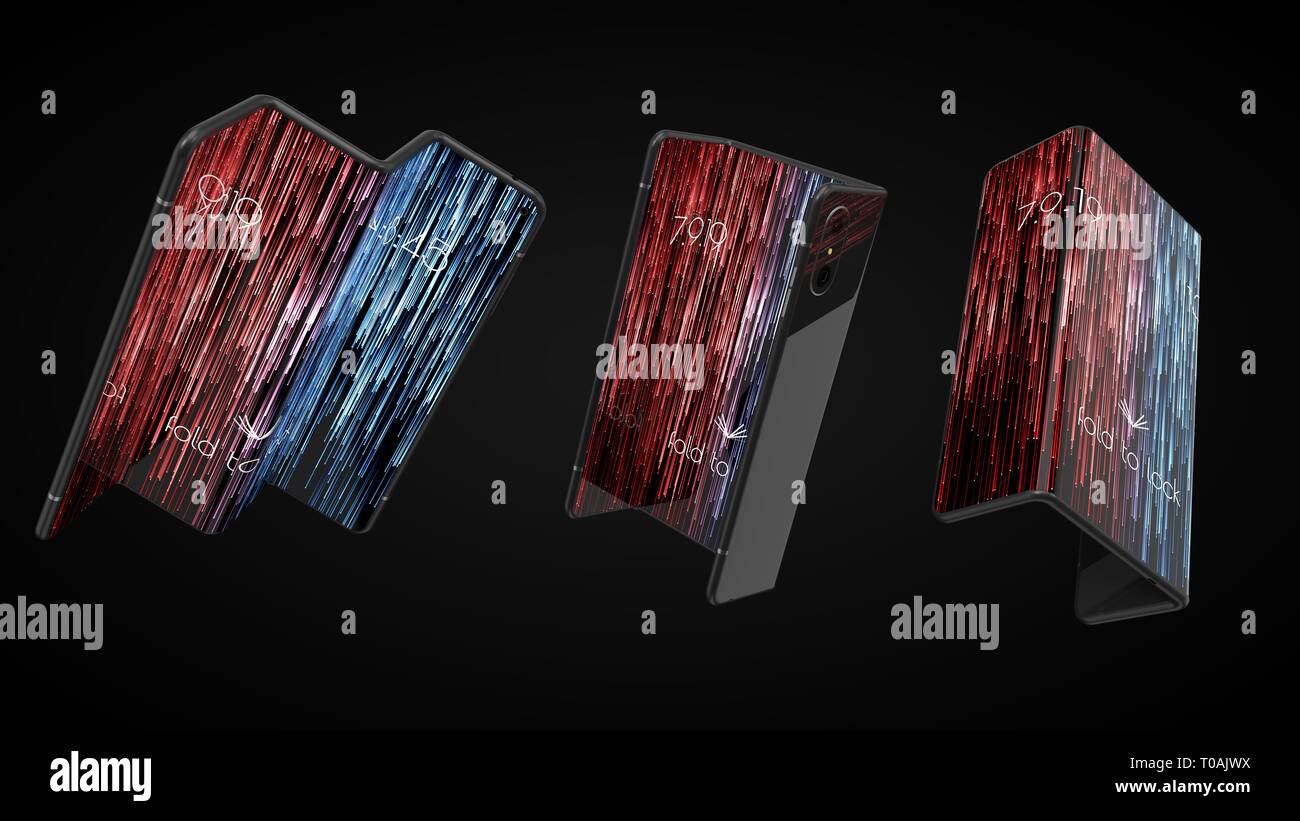 Foldable smartphone modern design. telephone and tablet hybrid. 3d ...