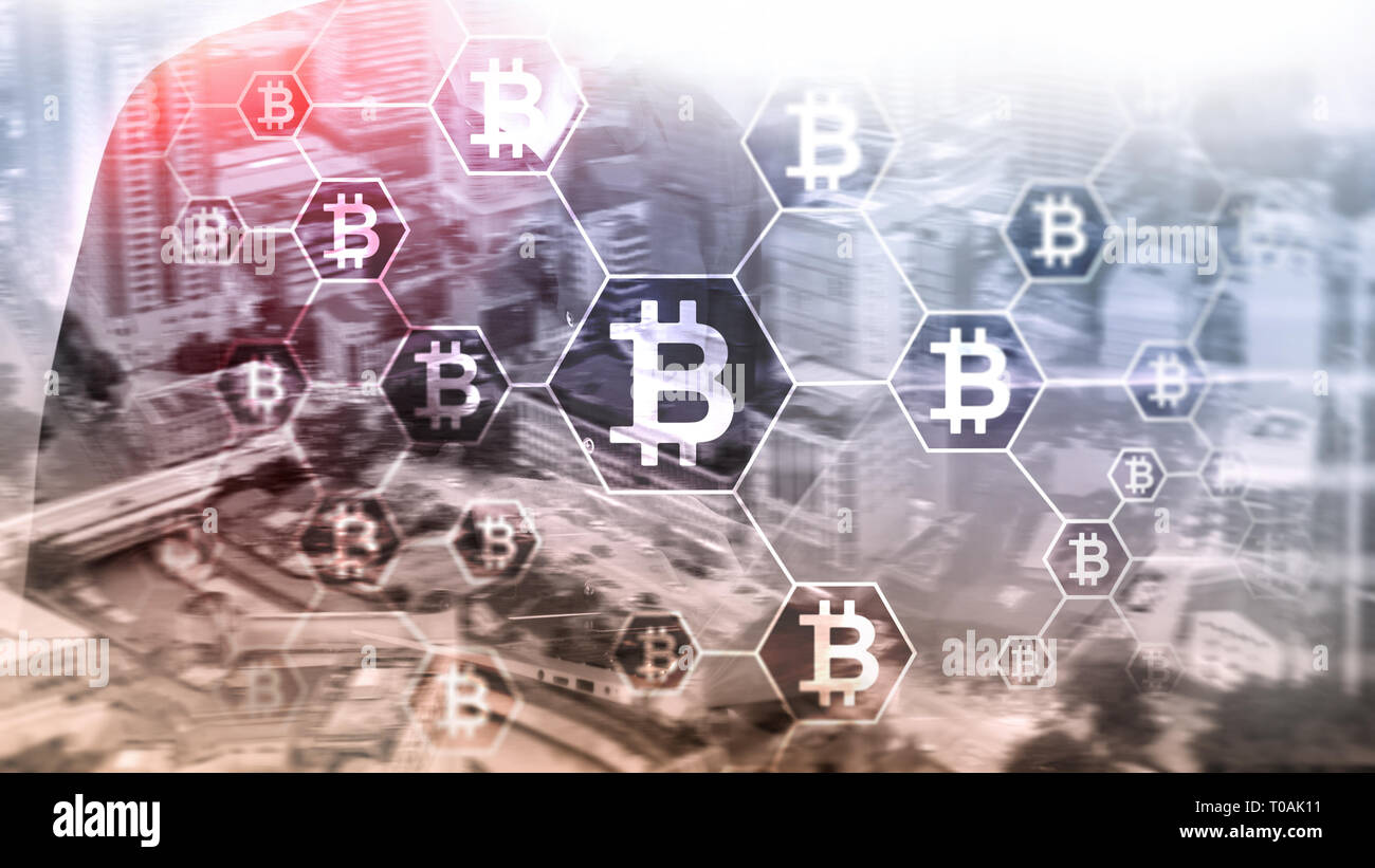 Bitcoin, Blockchain concept on server room background Stock Photo - Alamy