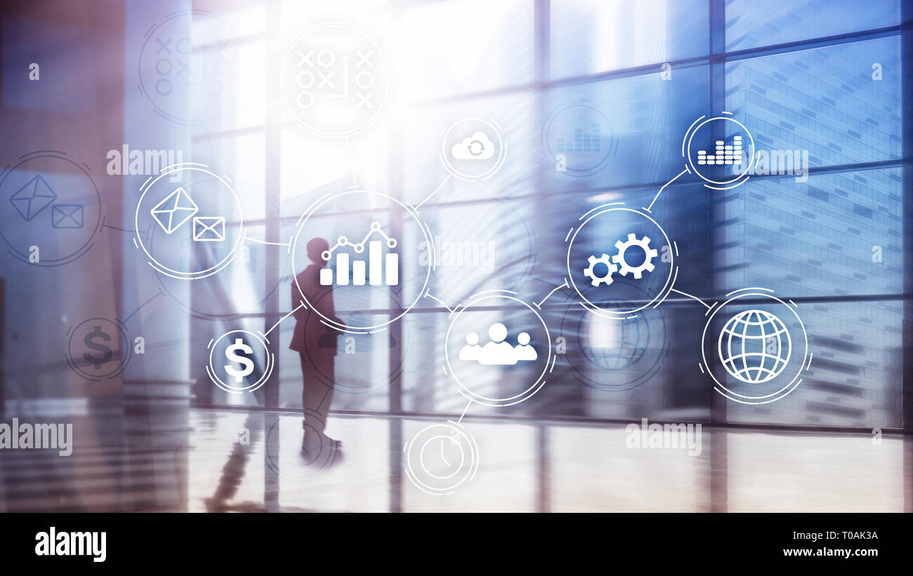 Business process automation concept on blurred background Stock Photo ...