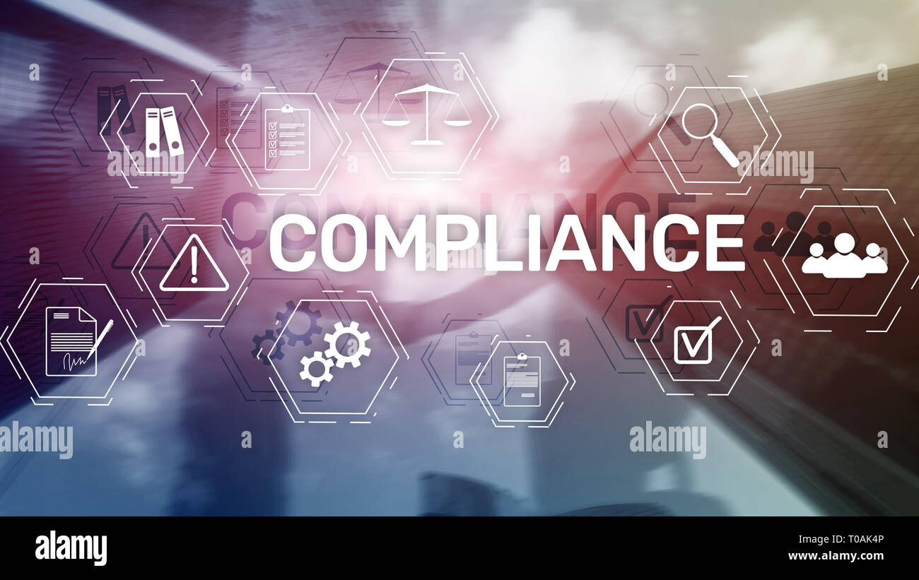Compliance diagram with icons. Business concept on abstract background ...
