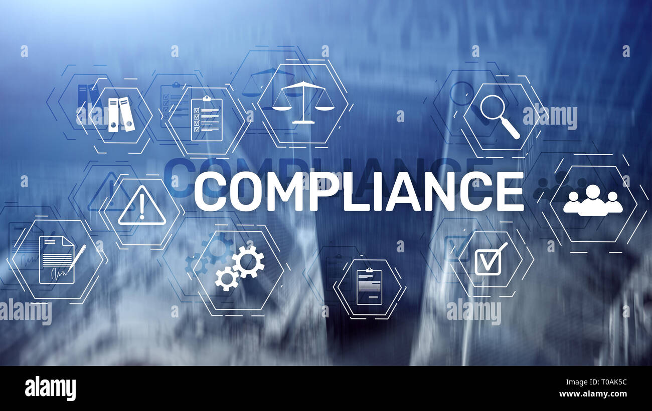 Compliance diagram with icons. Business concept on abstract background ...