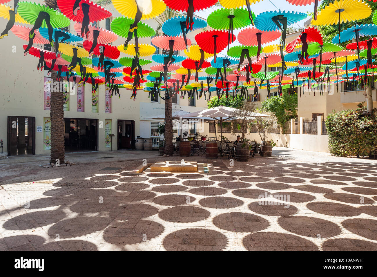 Israel, Tel Aviv-Yafo - 23 September 2018: Colourfull umbrellas in ...