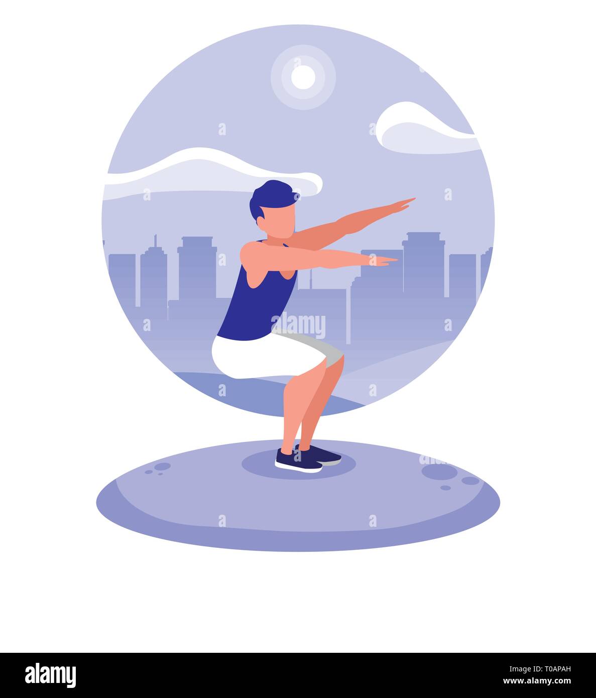 young man practicing outdoor gym vector illustration design Stock ...