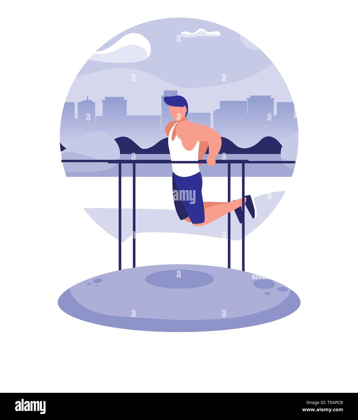 young man practicing outdoor gym vector illustration design Stock ...