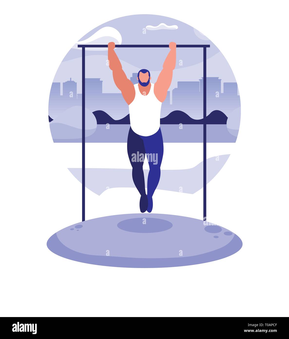 young man practicing outdoor gym vector illustration design Stock ...