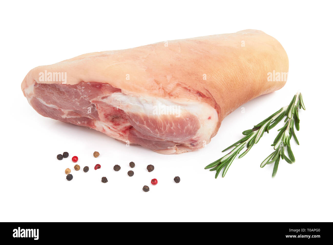Fresh pork knuckle on a white background Stock Photo - Alamy