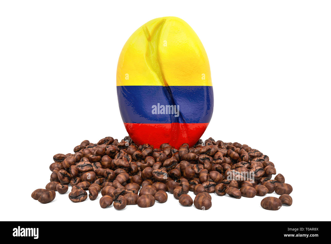 Coffee production in Colombia concept, 3D rendering isolated on white ...