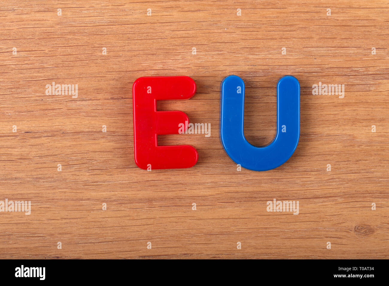 The word EU is laid out from colored plastic letters Stock Photo - Alamy
