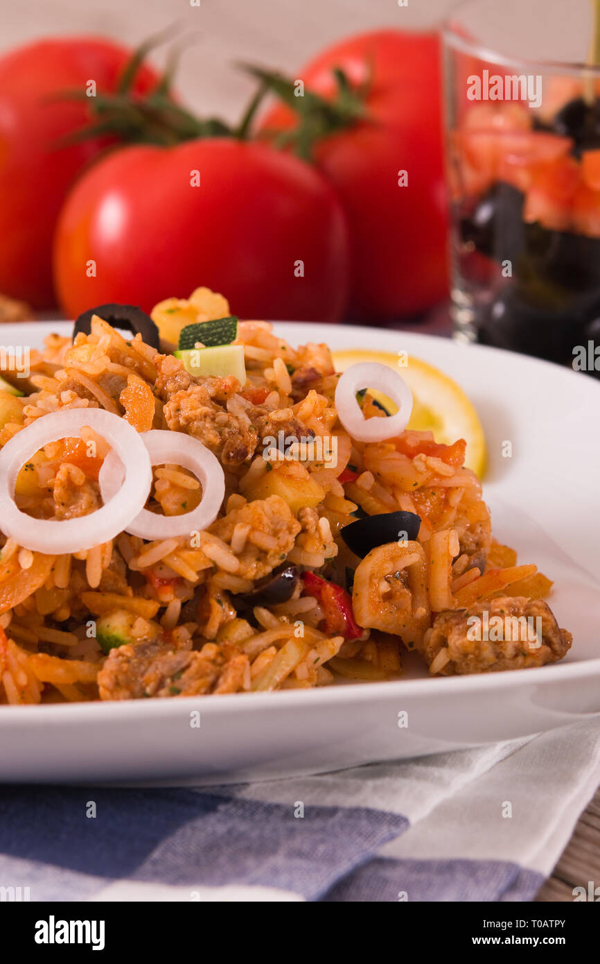 Gyros rice dish Stock Photo - Alamy