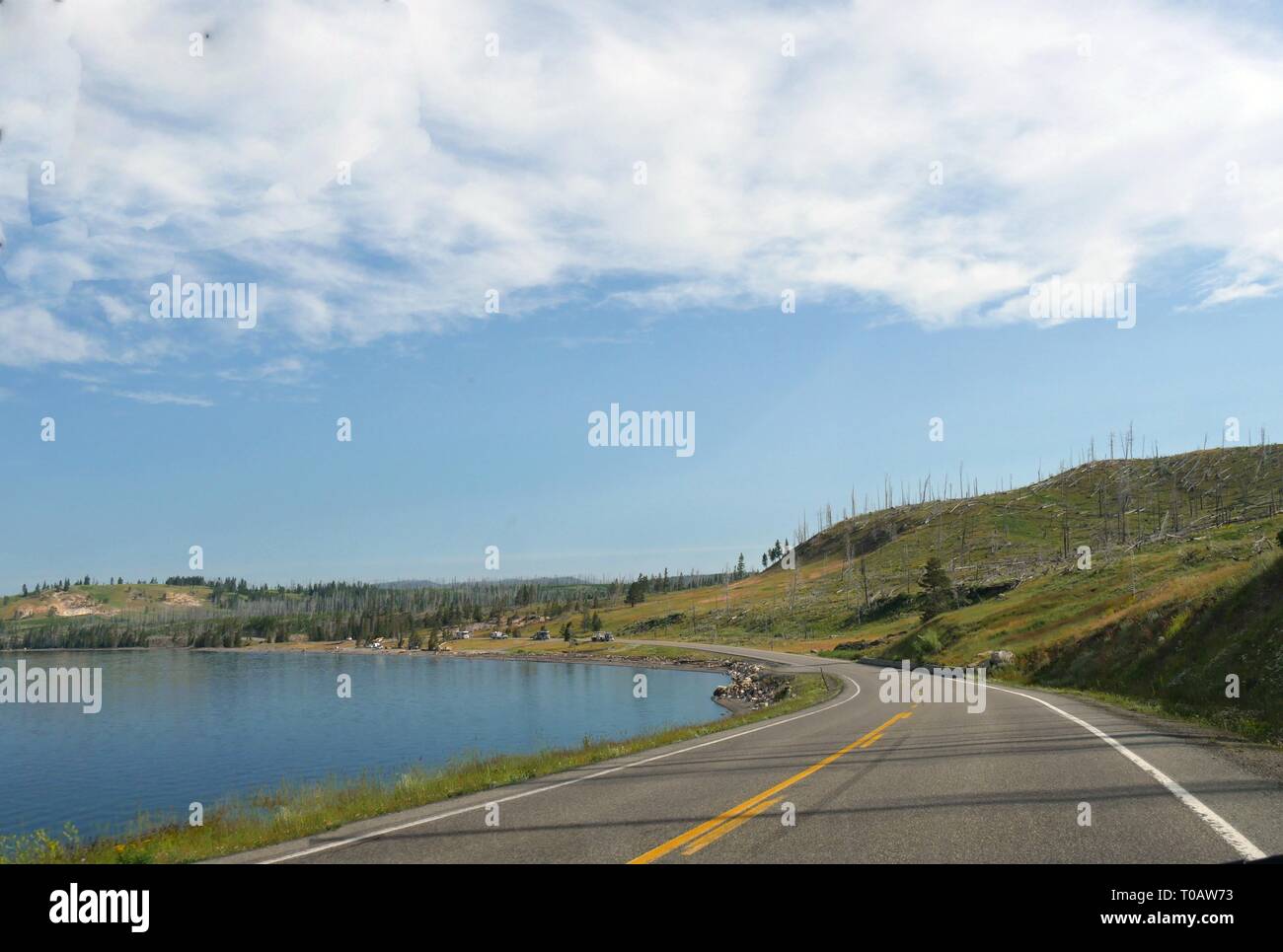 Scenic drive along Yellowstone Lake at the Yellowstone National Park Stock Photo - Alamy