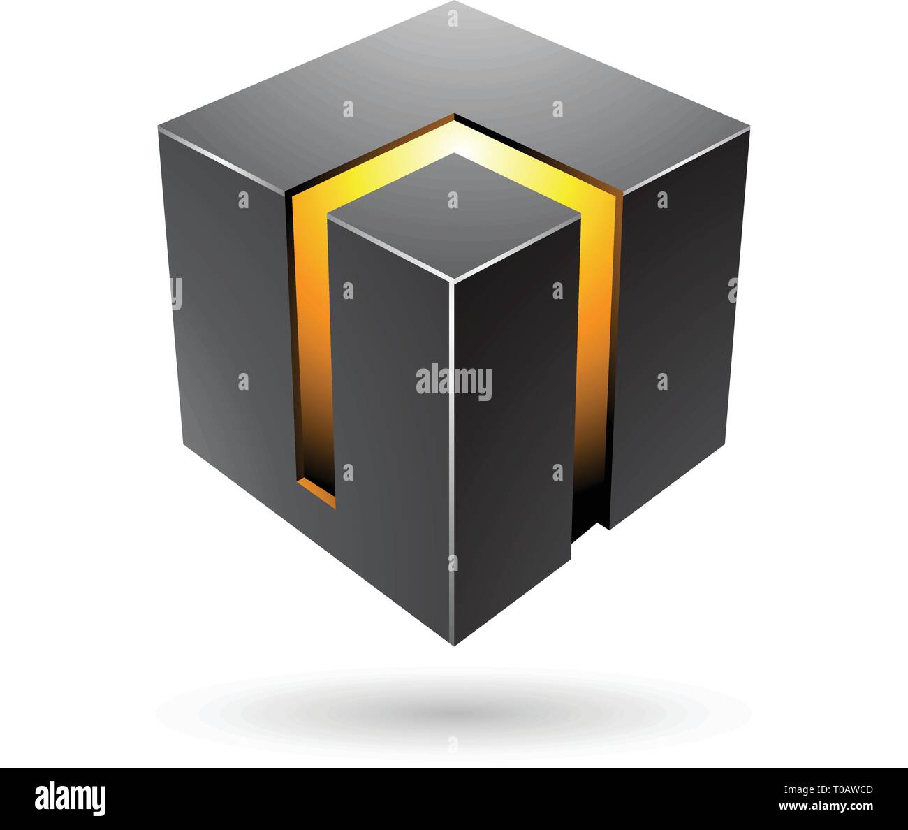 Vector Illustration of Black and Yellow 3d Bold Cube Stock Vector Image ...