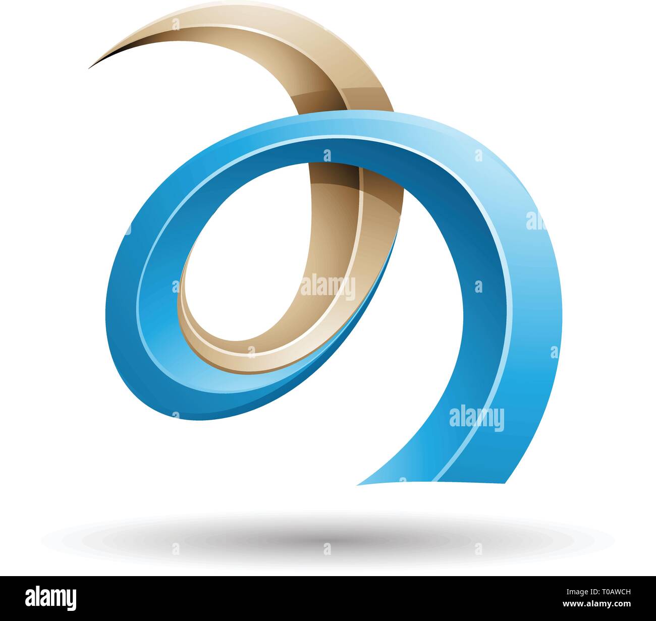 Vector Illustration of Blue and Beige Curled Ivy Like Letter A Icon ...