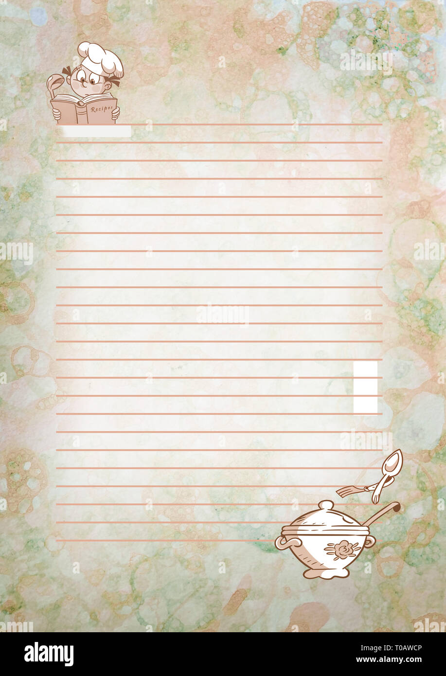 The illustration shows the page for the text of a cookbook, a ...