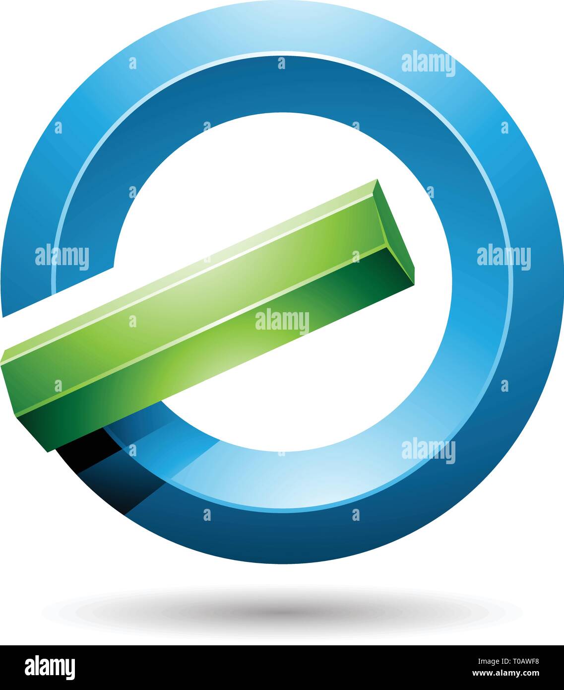 Vector Illustration of Blue and Green Round Glossy Reversed Letter G or ...