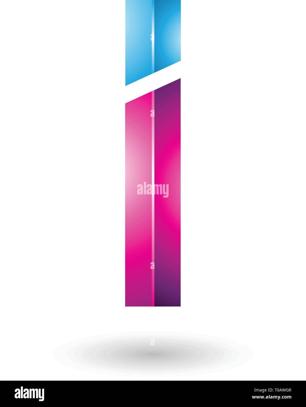 Vector Illustration of Blue and Magenta Rectangular Glossy Letter I ...
