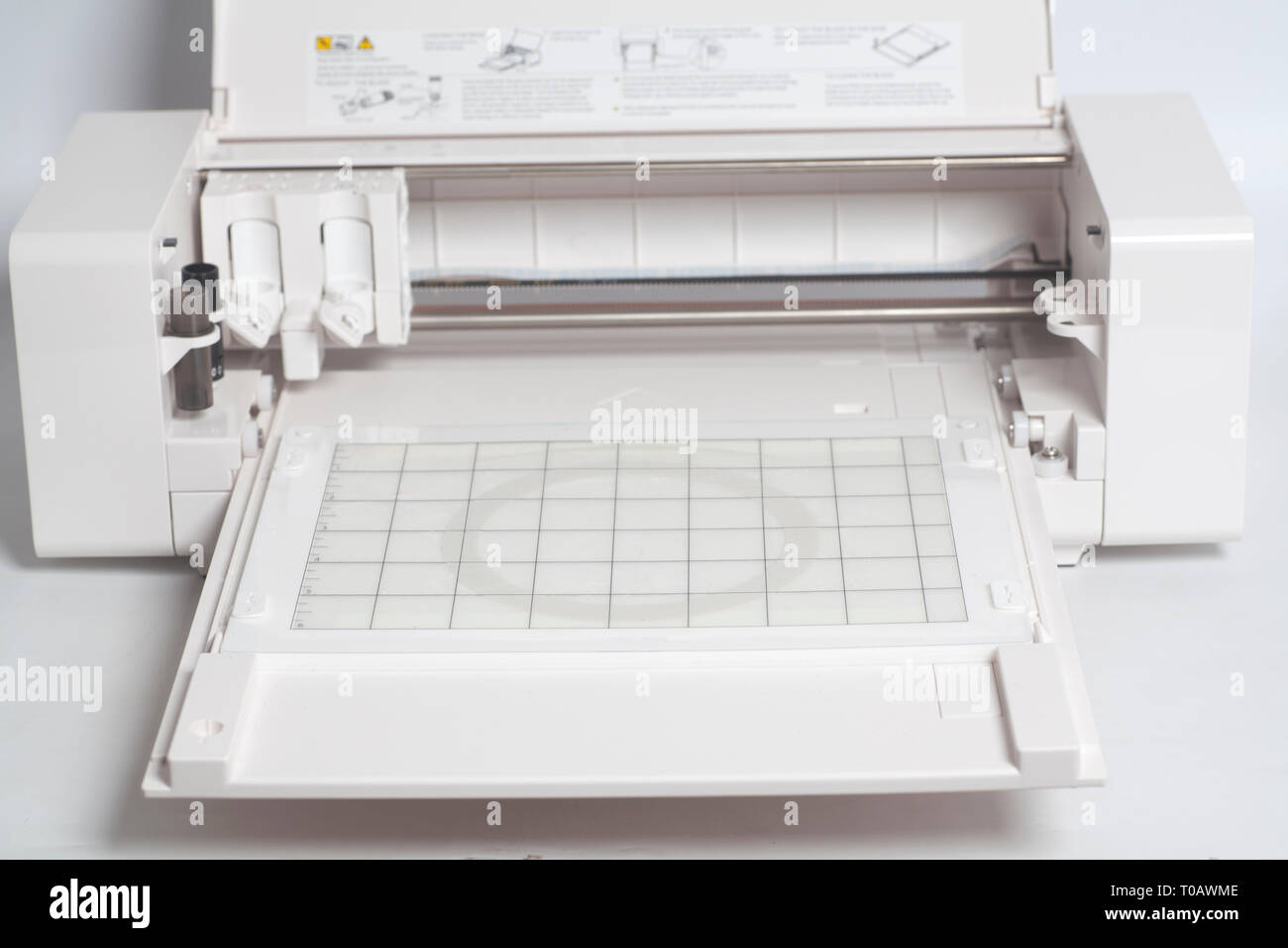 Cutting plotter flatbed stickers machine on white background Stock ...