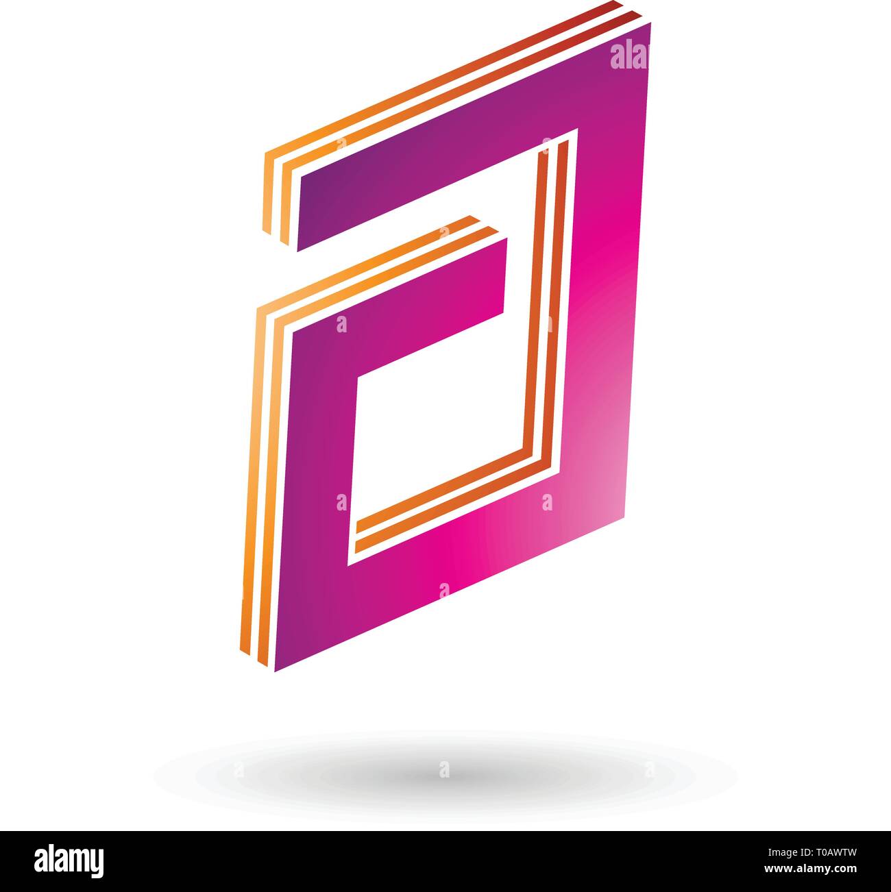 Vector Illustration of Orange and Magenta Rectangular Layered Letter A ...