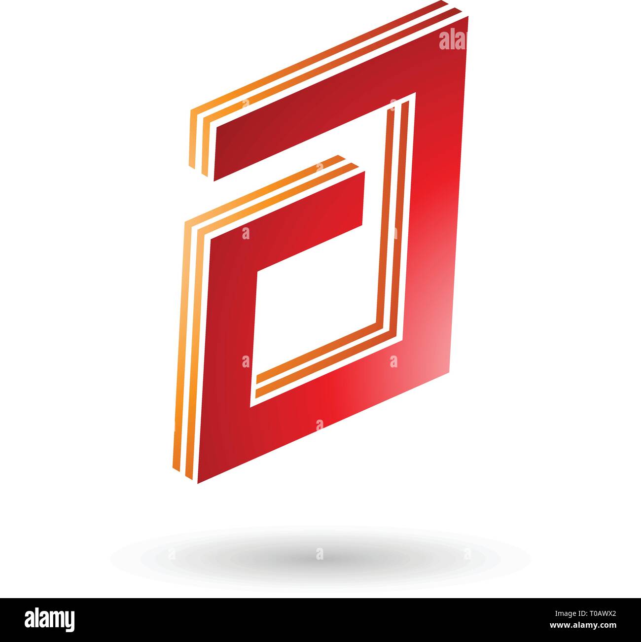 Vector Illustration of Orange and Red Rectangular Layered Letter A ...